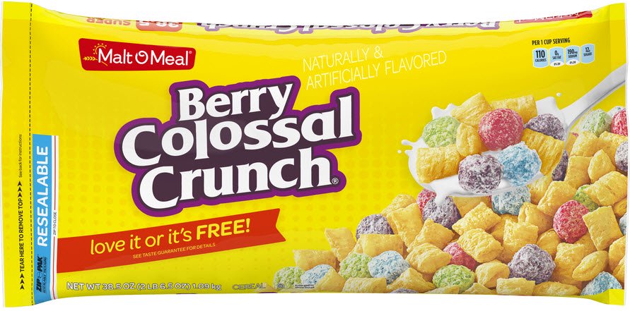 Malt-O-Meal Breakfast Cereal, Berry Colossal Crunch, 38.5 Oz, Zip Bag ...
