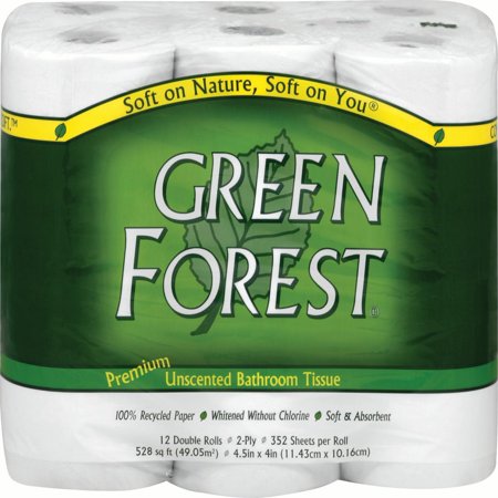 Green Forest Toilet Paper, 100% Recycled, 12 Double Rolls - Walmart.com