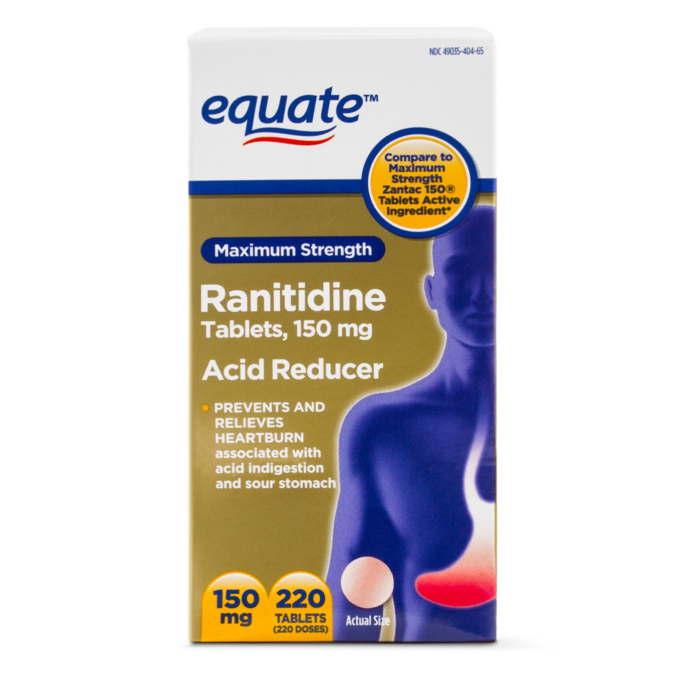 Equate Maximum Strength Acid Reducer Ranitidine Tablets, 150 mg, 220 Ct ...