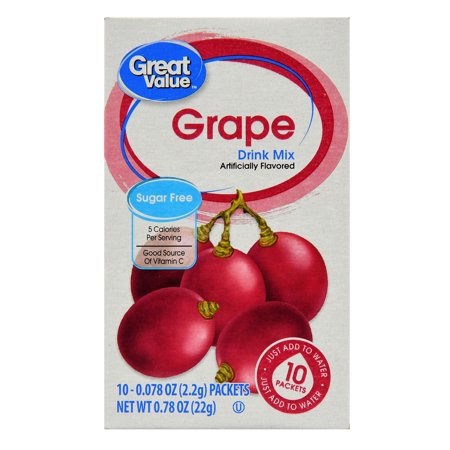 Great Value Sugar-Free Grape Drink Mix, 0.78 Oz., 10 Count - Walmart.com