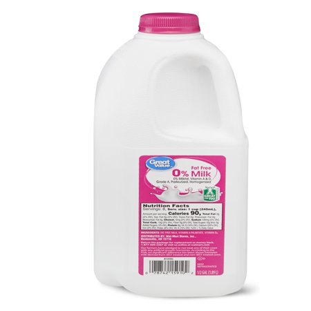 Great Value Fat Free 0% Milk, 0.5 gal - Walmart.com