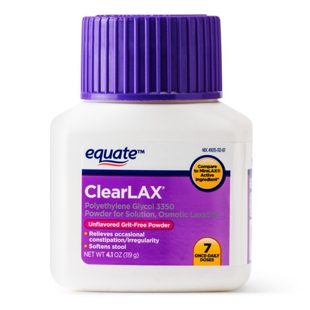 Equate ClearLAX Laxative Unflavored Grit-Free Powder, 4.1 Oz, 7 Ct ...