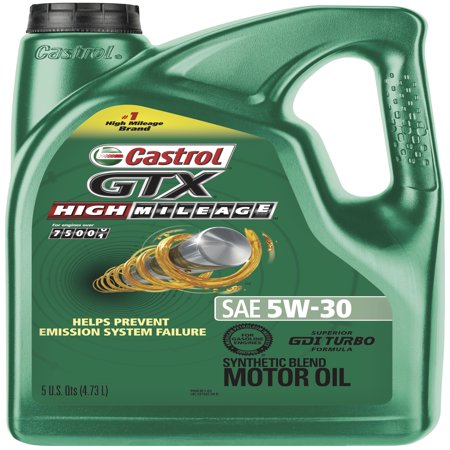 Castrol GTX High Mileage 5W-30 Synthetic Blend Motor Oil, 5 QT ...