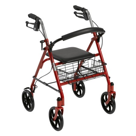 Drive Medical Four Wheel Rollator Rolling Walker with Fold Up Removable ...