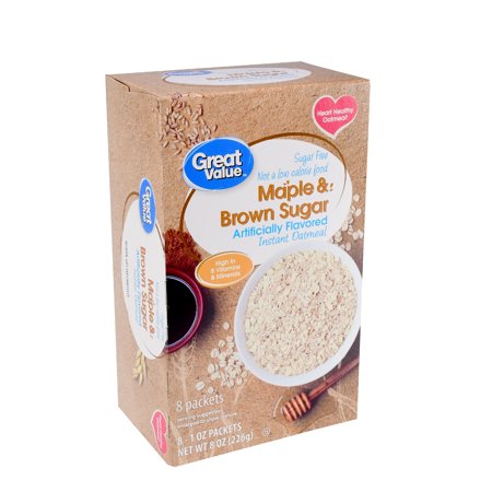 Great Value Instant Oatmeal, Maple & Brown Sugar, 8 oz, 8 Count ...